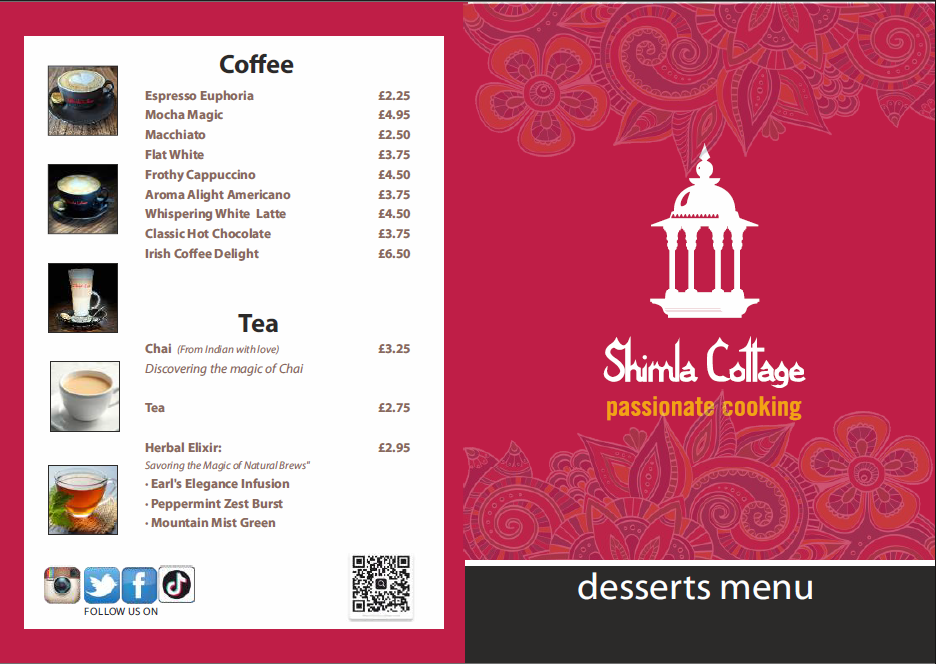 Dessert Menu | Shimla Cottage Coatbridge